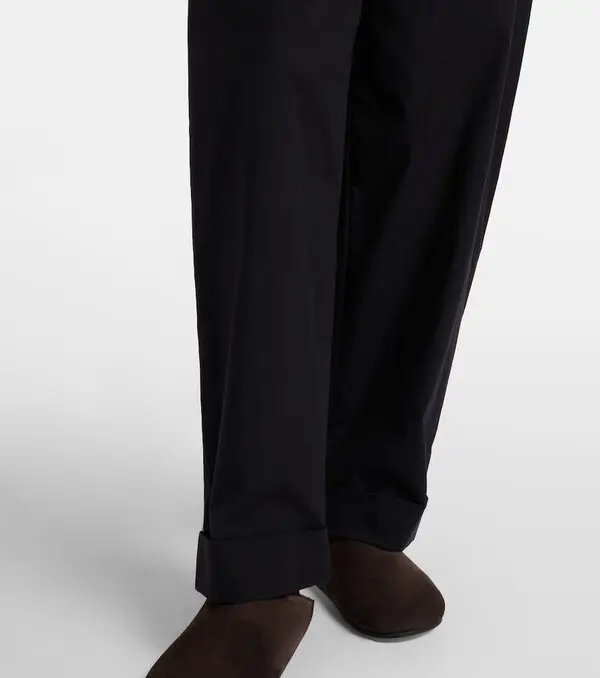 THE ROW Delano Cotton Straight Pants - Black