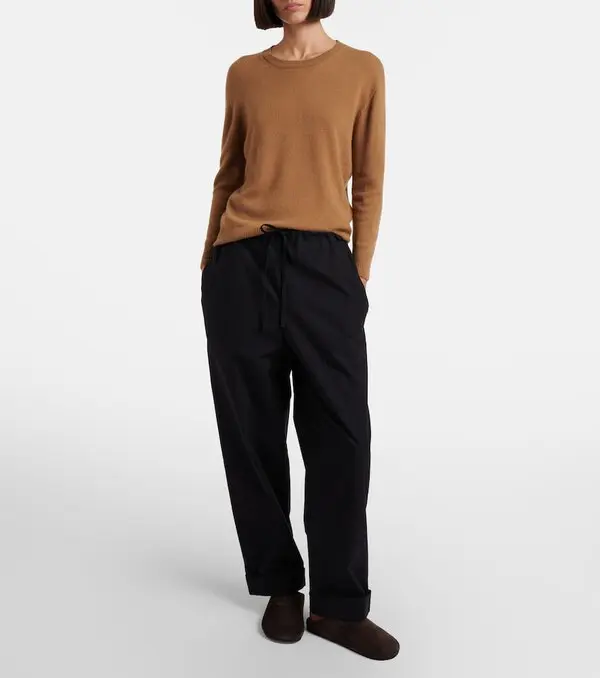 THE ROW Delano Cotton Straight Pants - Black