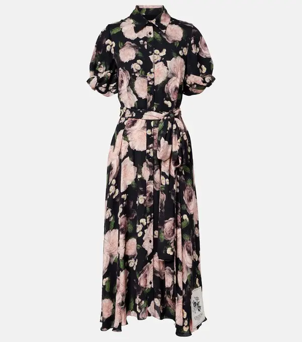 Erdem Floral Belted Shirt Dress