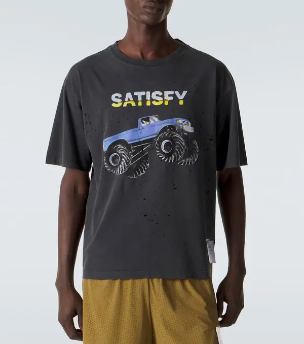 Satisfy Mothtech Distressed Cotton Jersey T-shirt - Black