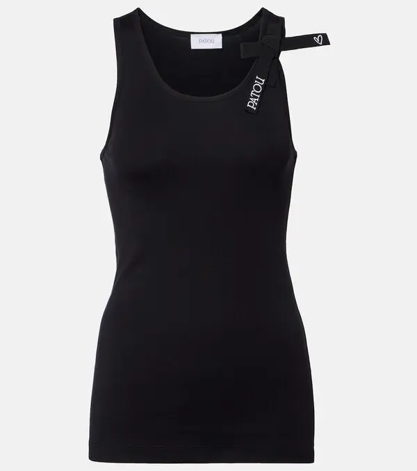 PATOU Logo Bow Detail Cotton Tank Top - Black