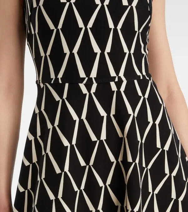 Max Mara Geometric Print Cotton-blend Midi Dress