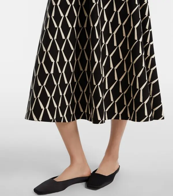 Max Mara Geometric Print Cotton-blend Midi Dress