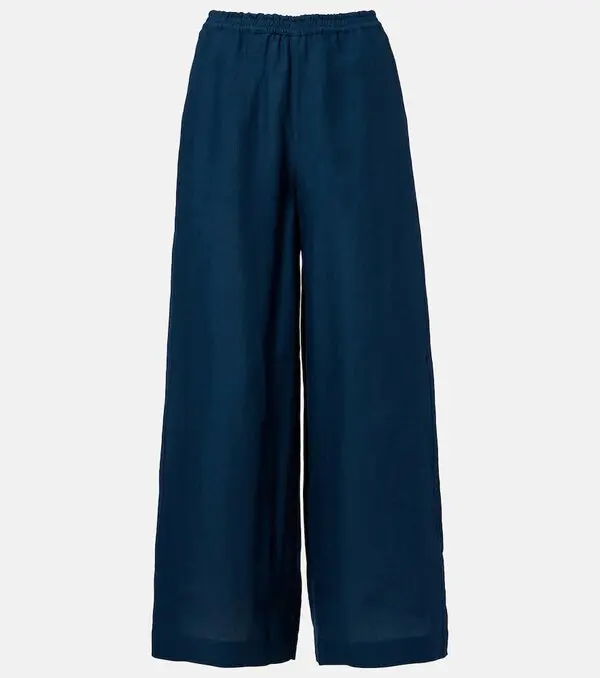 ERES Linen Wide-leg Trousers - Blue