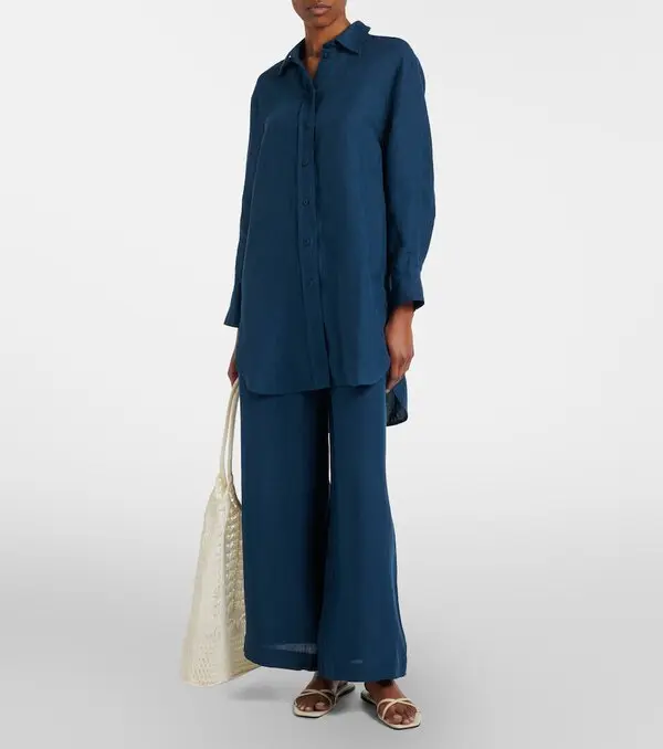 ERES Linen Wide-leg Trousers - Blue