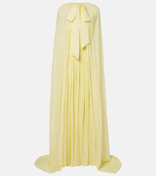 LA FUORI Draped Gown And Cape Set - Yellow