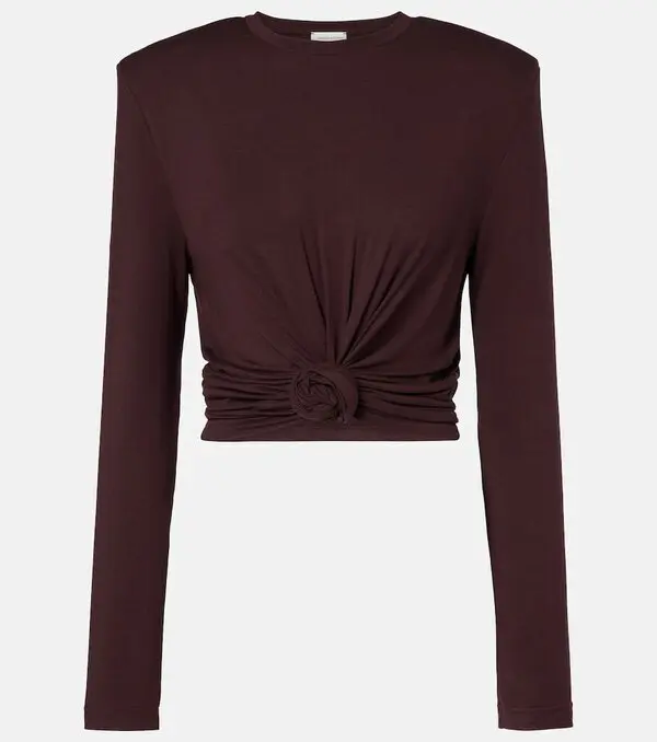 Magda Butrym Cotton-blend Top With Front Knot Detailing - Brown