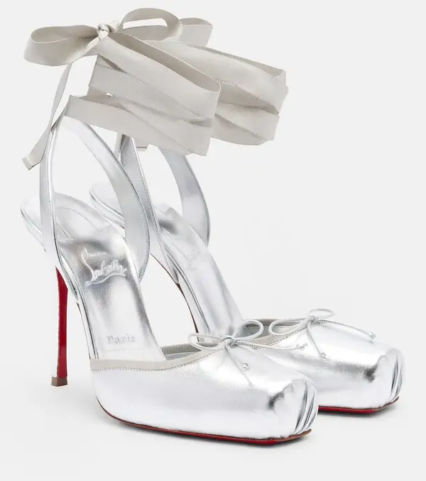 CHRISTIAN LOUBOUTIN Cassia Metallic Leather Pumps - Silver