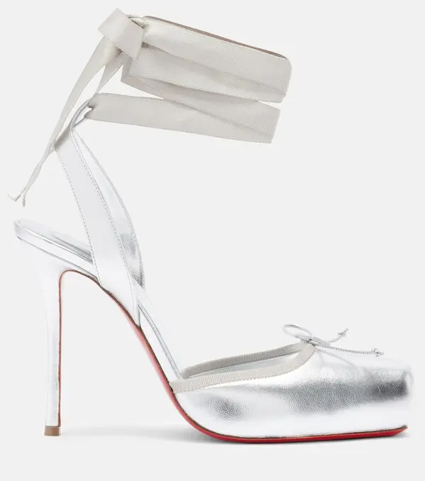 CHRISTIAN LOUBOUTIN Cassia Metallic Leather Pumps - Silver