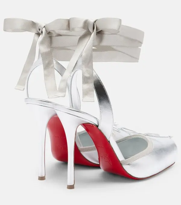 CHRISTIAN LOUBOUTIN Cassia Metallic Leather Pumps - Silver