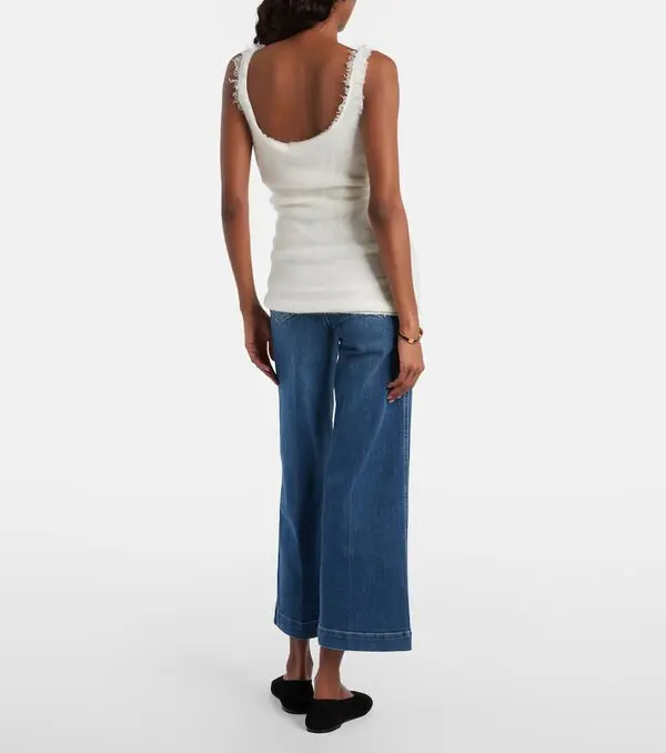 FRAME Seamed Cropped Wide-leg Jeans