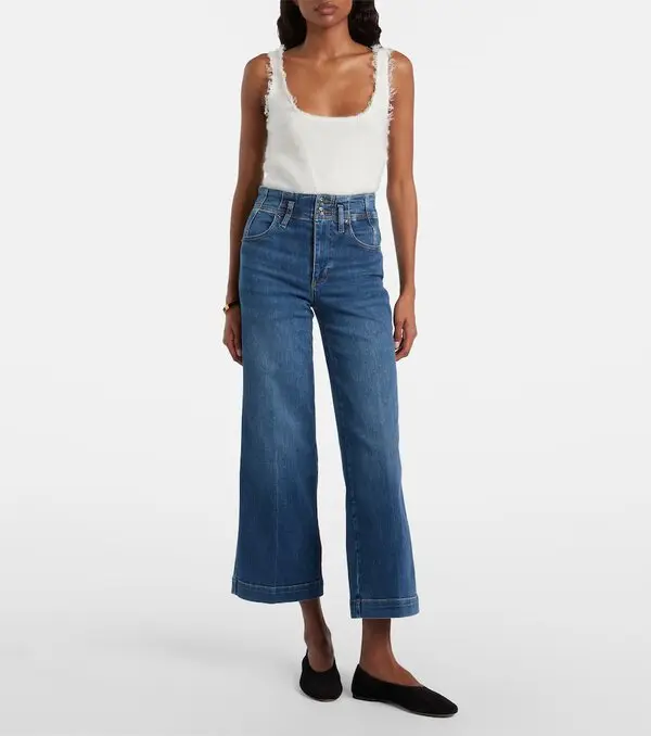 FRAME Seamed Cropped Wide-leg Jeans