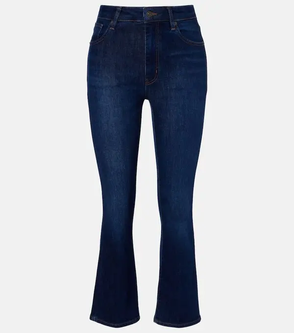 FRAME Reboot Cropped Bootcut Jeans In Outfox - Blue