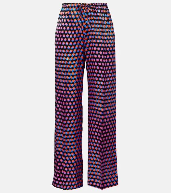 Dries Van Noten Polka-dot Silk Wide-leg Trousers - Black