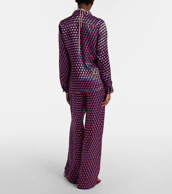 Dries Van Noten Polka-dot Silk Wide-leg Trousers - Black