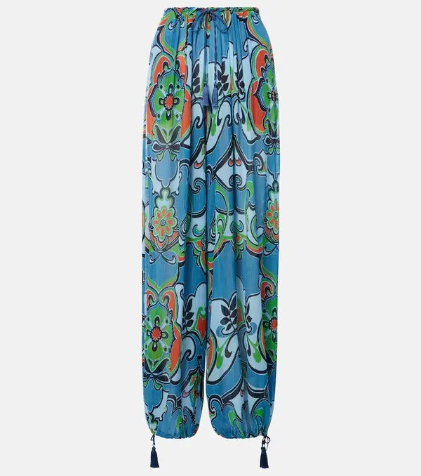 Etro Printed Wide-leg Silk Blend Trousers