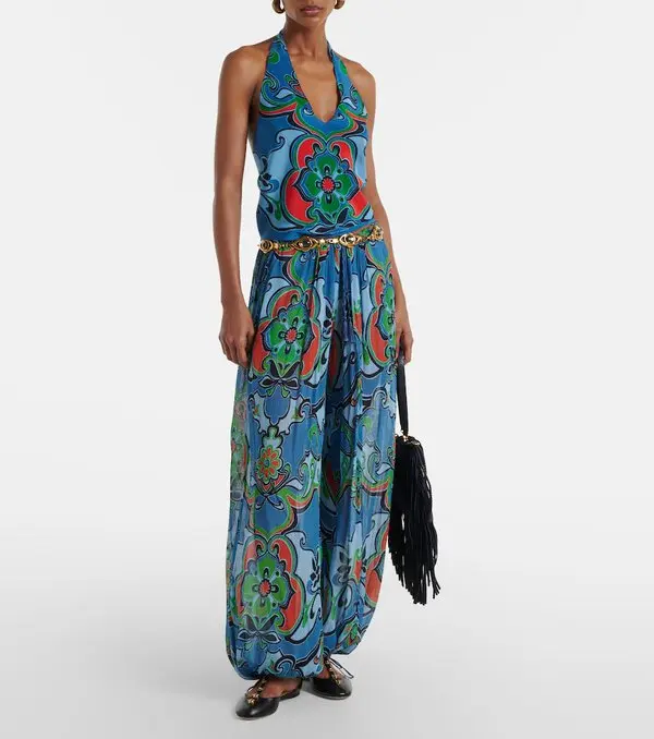 Etro Printed Wide-leg Silk Blend Trousers