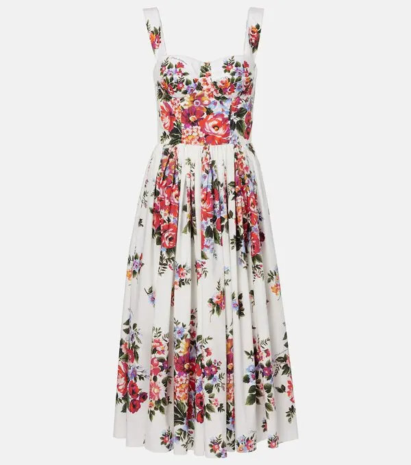 Dolce & Gabbana Floral Cotton Bustier Dress