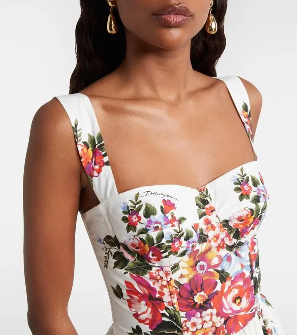 Dolce & Gabbana Floral Cotton Bustier Dress
