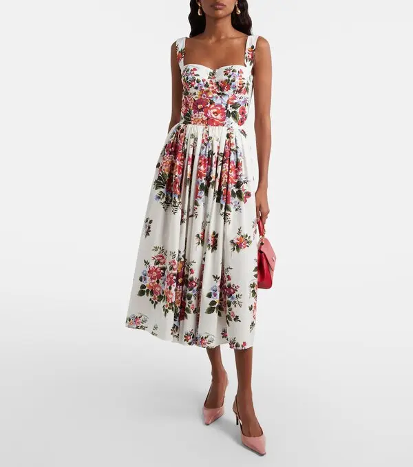 Dolce & Gabbana Floral Cotton Bustier Dress