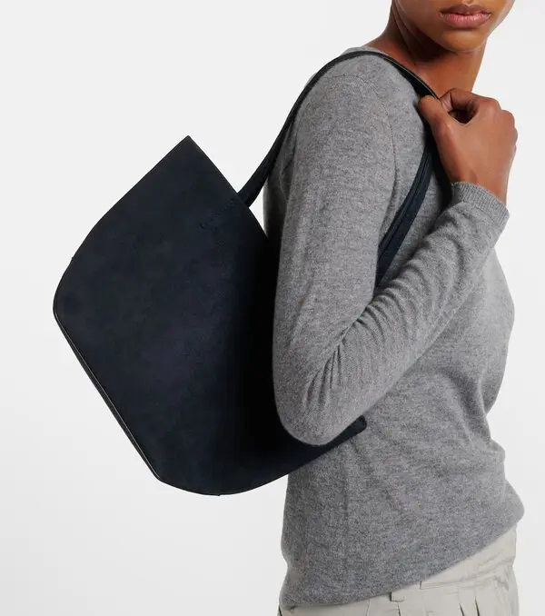 THE ROW Park Edge Medium Suede Tote Bag - Blue