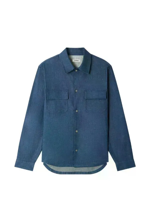 Sandro Denim-effect Cotton And Linen Shirt - Blue
