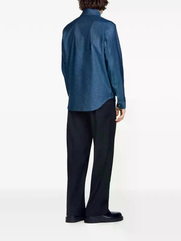 Sandro Denim-effect Cotton And Linen Shirt - Blue