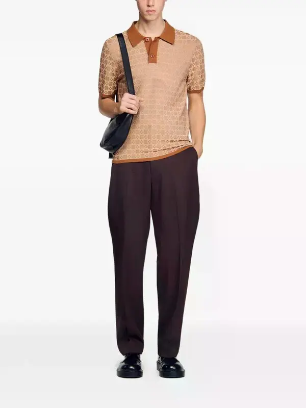 Sandro Square Cross Polo Shirt - Neutrals