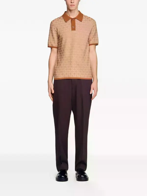 Sandro Square Cross Polo Shirt - Neutrals