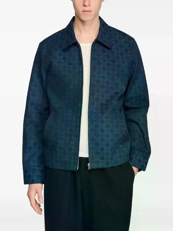 Sandro Square Pattern Zip Jacket