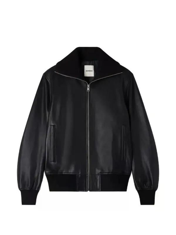 Sandro Zip-up Leather Jacket - Black