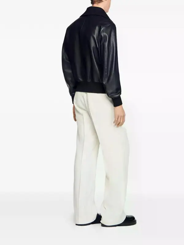Sandro Zip-up Leather Jacket - Black