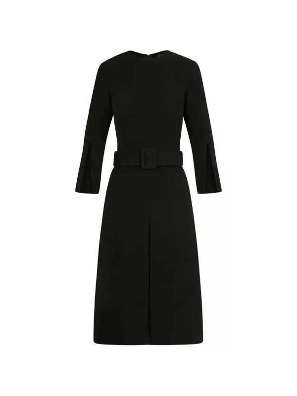 Oscar De La Renta Split-sleeve Wool-blend Midi Dress - Black