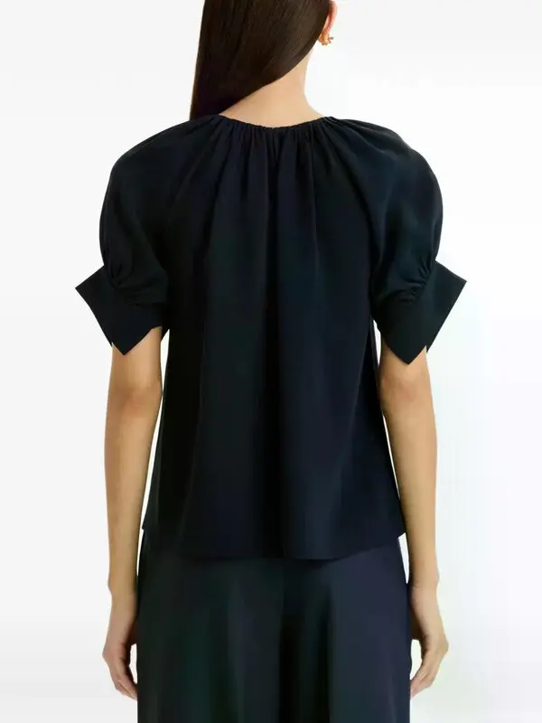 Oscar De La Renta Gathered Silk Georgette Blouse