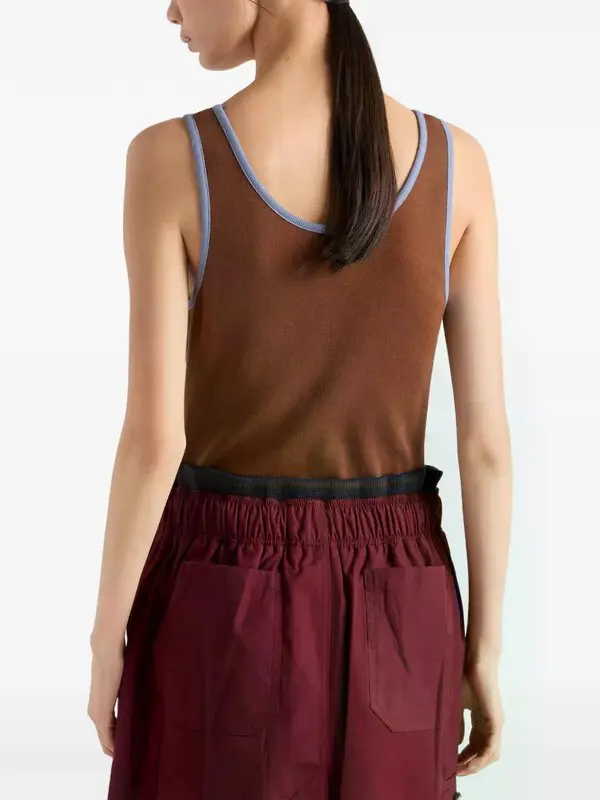 Prada Cotton Tank Top With Enamelled Triangle Logo - Brown