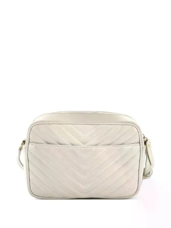 Saint Laurent Matelassé Chevron Leather Camera Bag - Neutrals