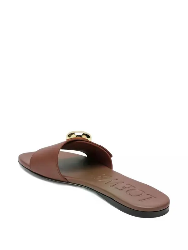 Loewe Open-toe Flat Slides With Gold-tone Detailing - Brown