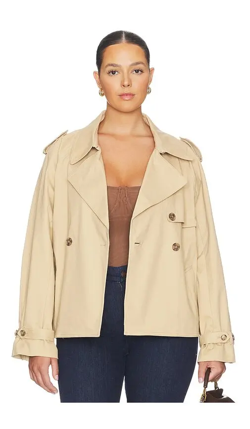 Good American Cropped Trench Jacket