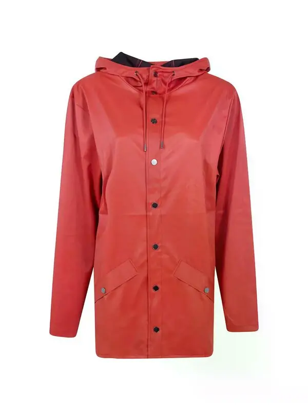 Rains Hooded Jacket With Press-stud Fastening - Red