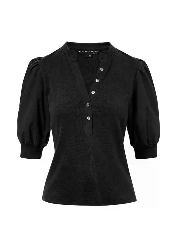 Veronica Beard Coralee Blouse With Puff Sleeves - Black