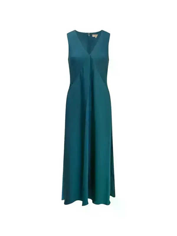 Michael Kors V-neck Satin Midi Dress - Blue