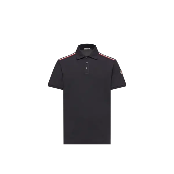 Moncler Tricolor-trimmed Cotton Piquet Polo Shirt - Blue