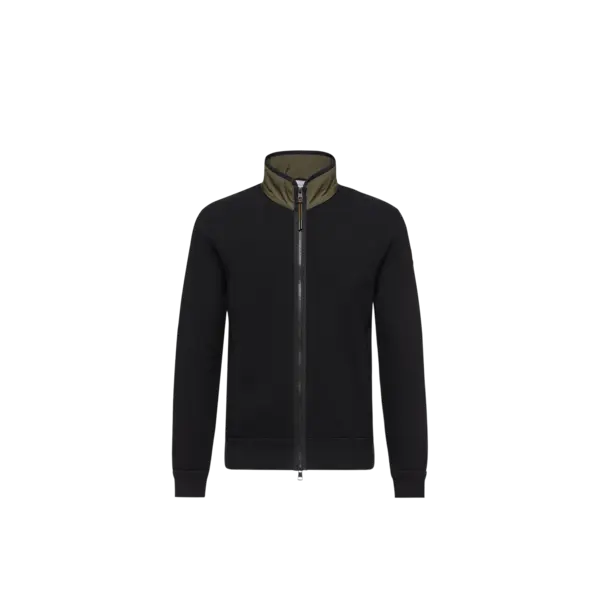 Moncler Zip-up Cotton Cardigan With Technical Accents - Black