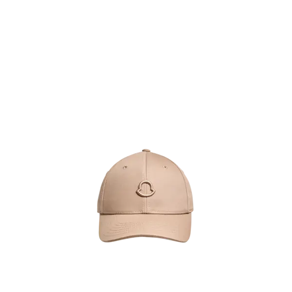 Moncler Logo Cotton Gabardine Baseball Cap - Beige