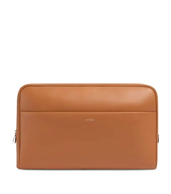 AVITEUR Calfskin Laptop Sleeve With Trolley Sleeve - Brown