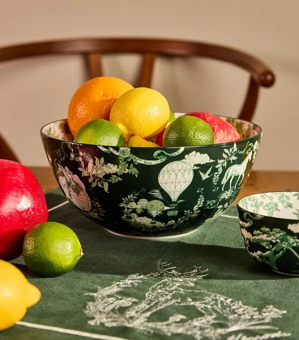 Harrods Fine Bone China Toile Bowl - Green