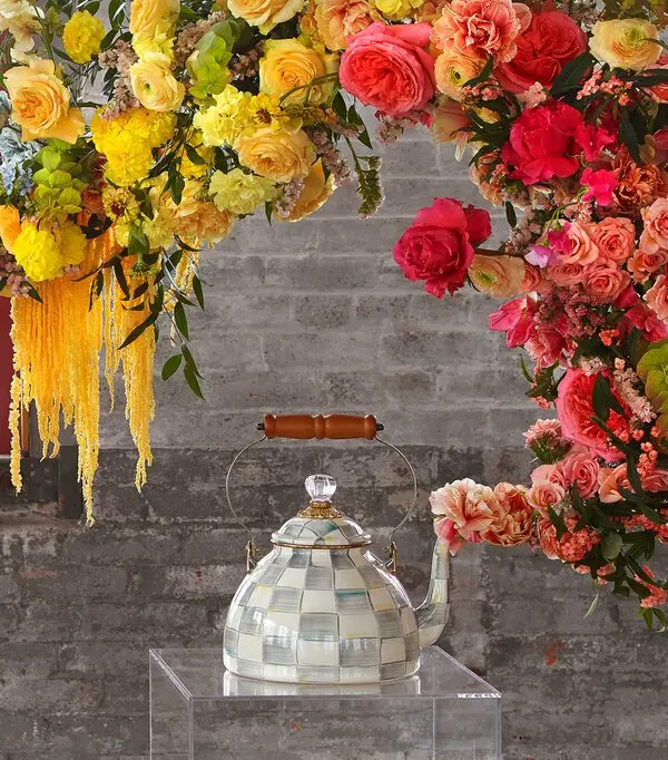 MACKENZIE-CHILDS Sterling Check 2-quart Tea Kettle - Silver