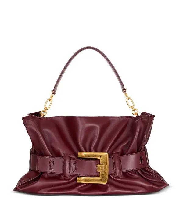 Balmain Medium Leather Anthem Shoulder Bag - Brown