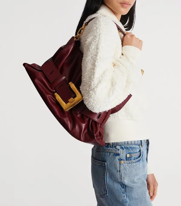 Balmain Medium Leather Anthem Shoulder Bag - Brown