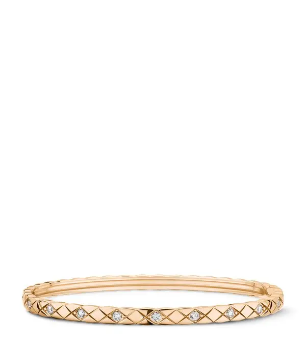 Chanel 18k Gold Diamond Coco Crush Bangle - Beige